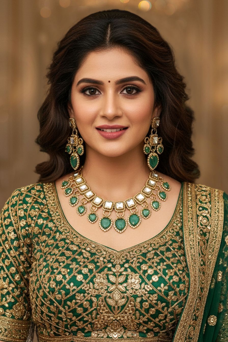 Luxurious Kundan Style Necklace Combining Traditional And Modern Design