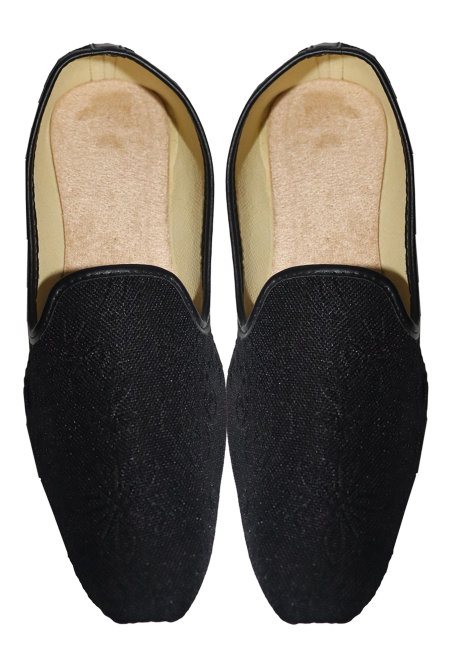 black mojari in silky jaquard fabric