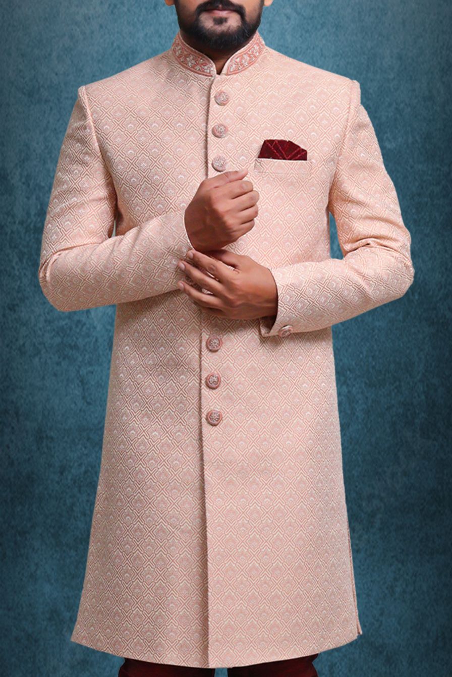 Baby Pink Suave Classic Sherwani
