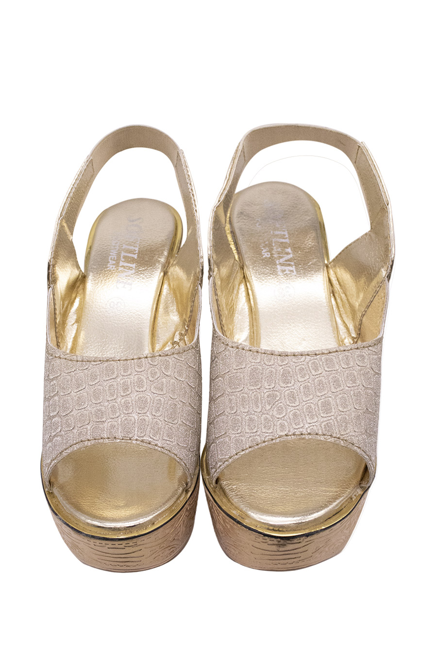 Poshrobe Shimmer gold solid wadges