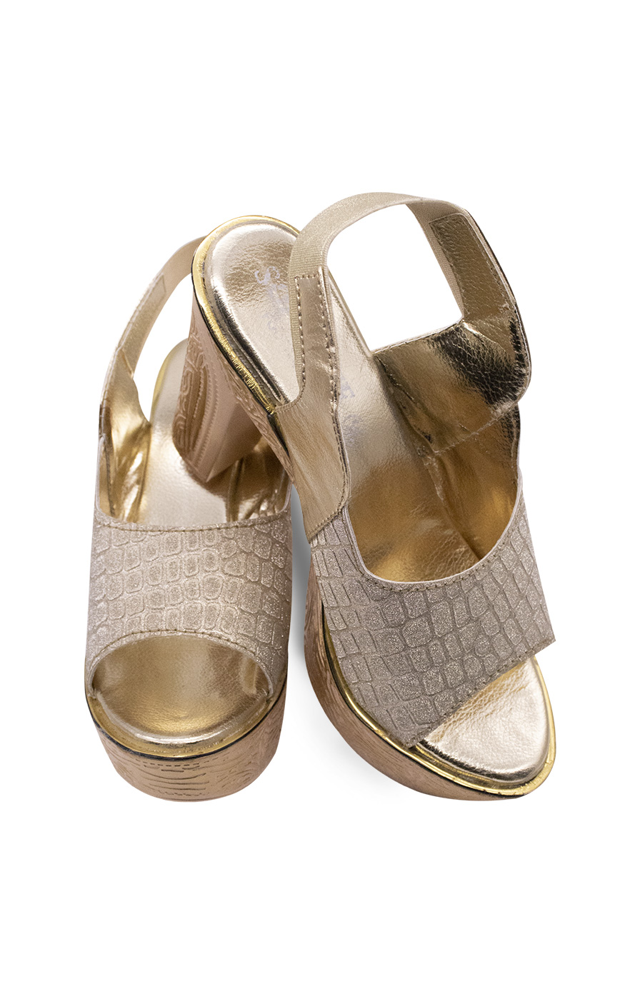 Poshrobe Shimmer gold solid wadges