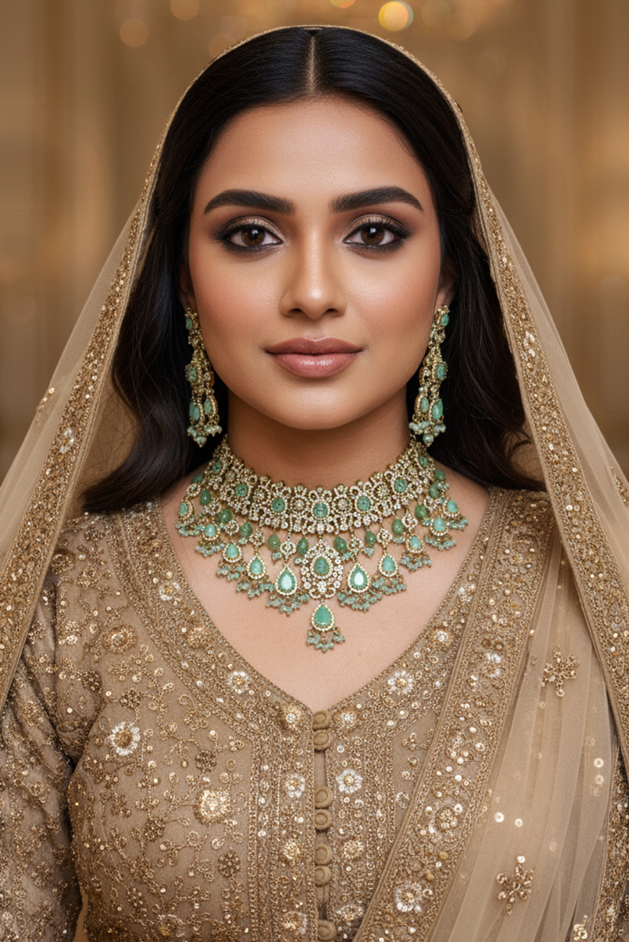 Aqua Radiance Kundan Bridal Necklace Set