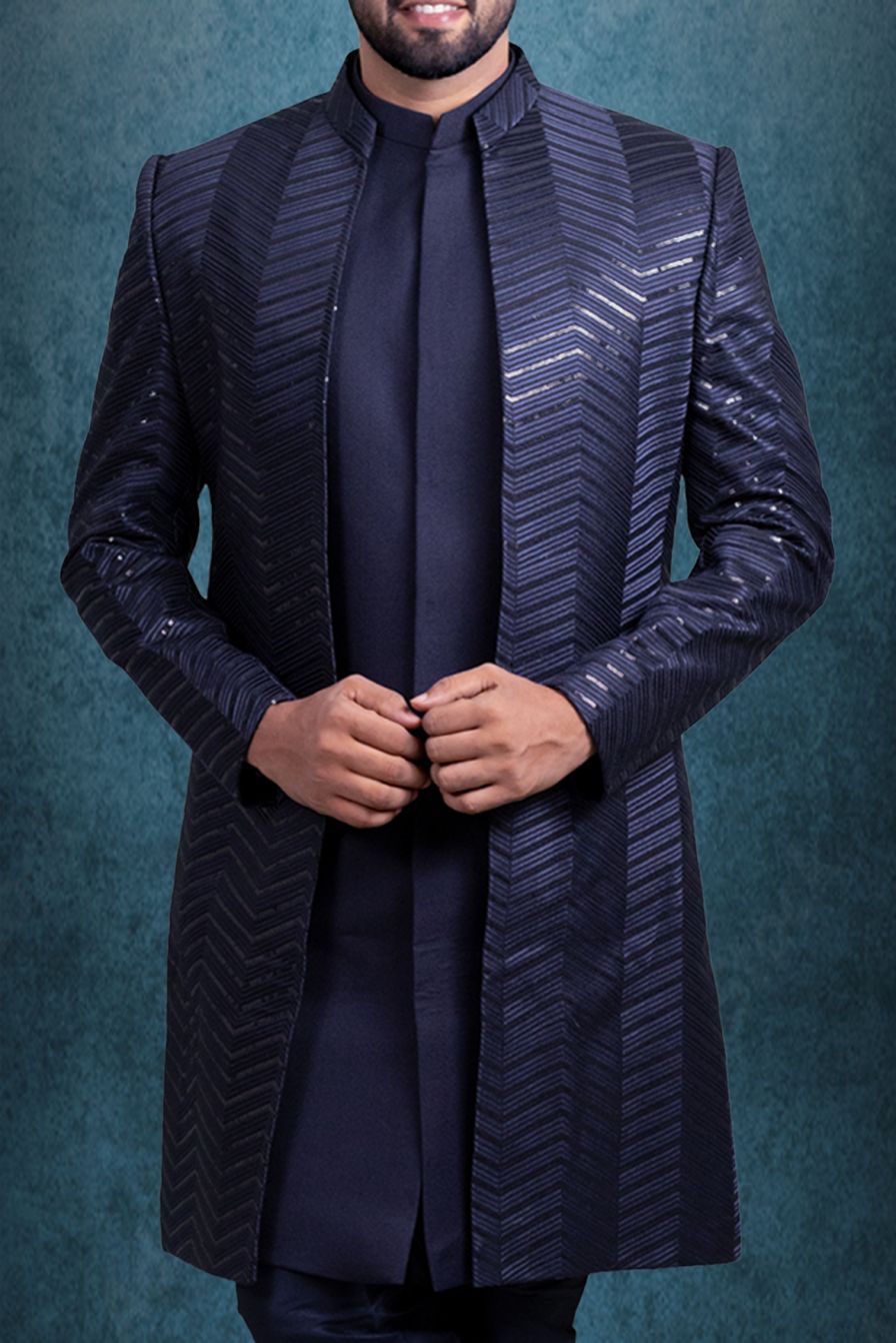 Navy Blue Dapper Jacket Sherwani