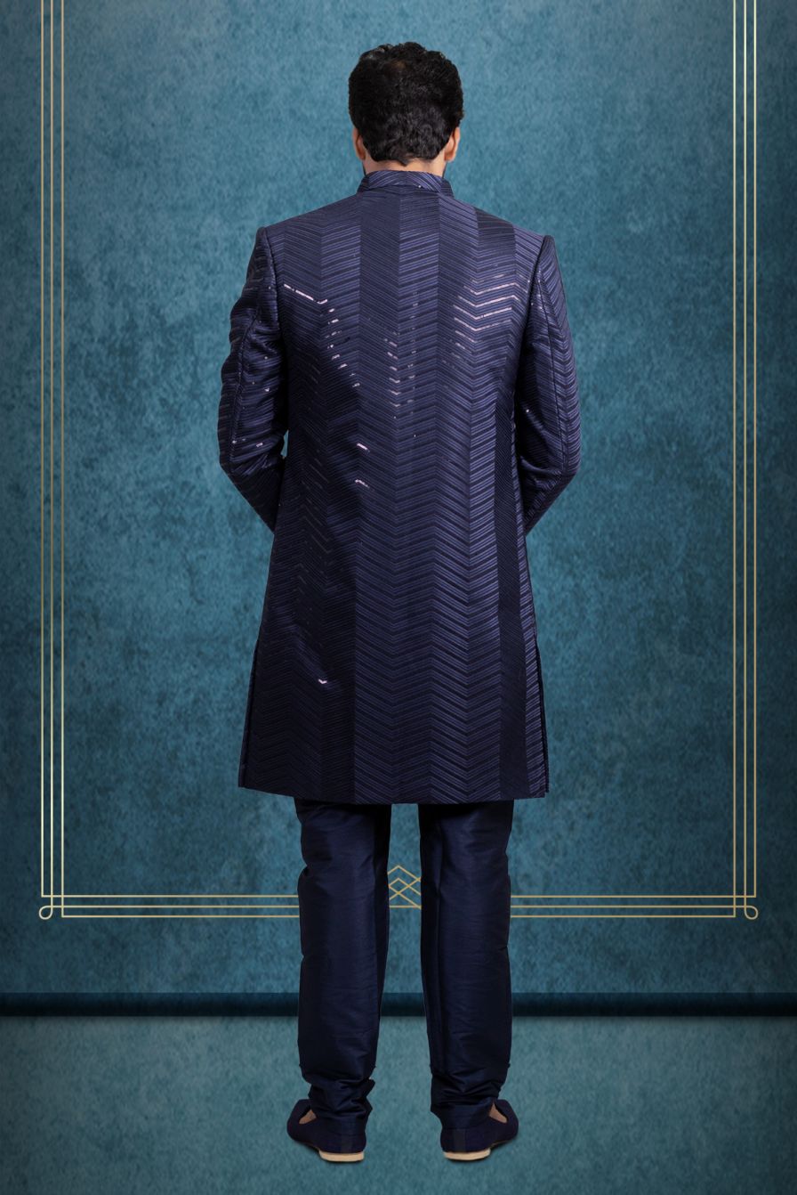 Navy Blue Dapper Jacket Sherwani